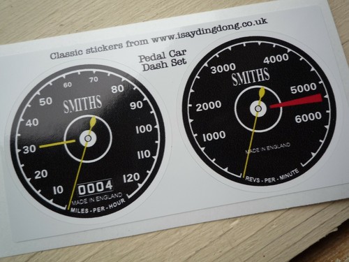 Pedal Car Vintage Style Dashboard Self Adhesive Stickers 60mm Speedo ...