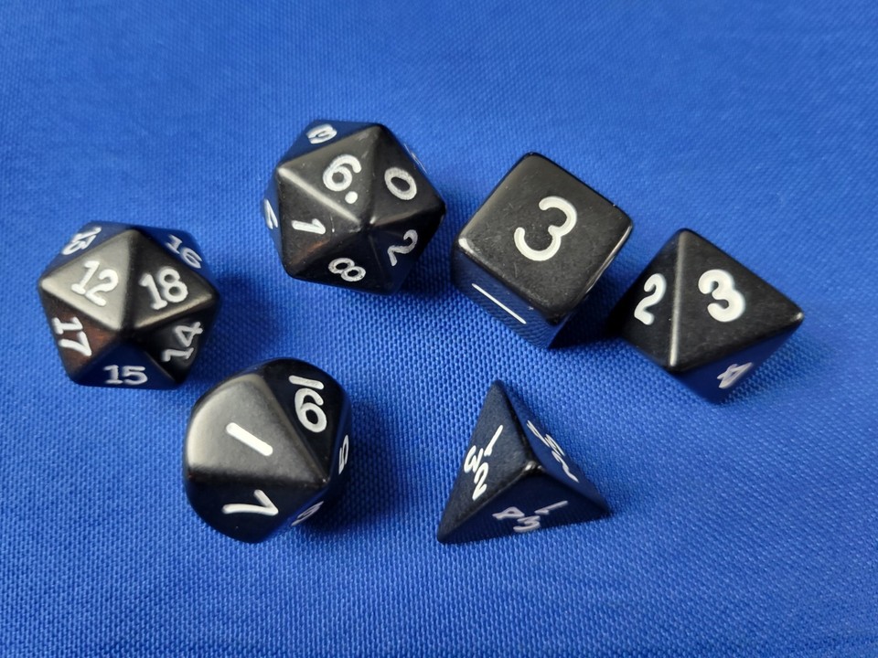 6 Piece Polyhedral Black Dice Set - Dungeons and Dragons AD&D | eBay