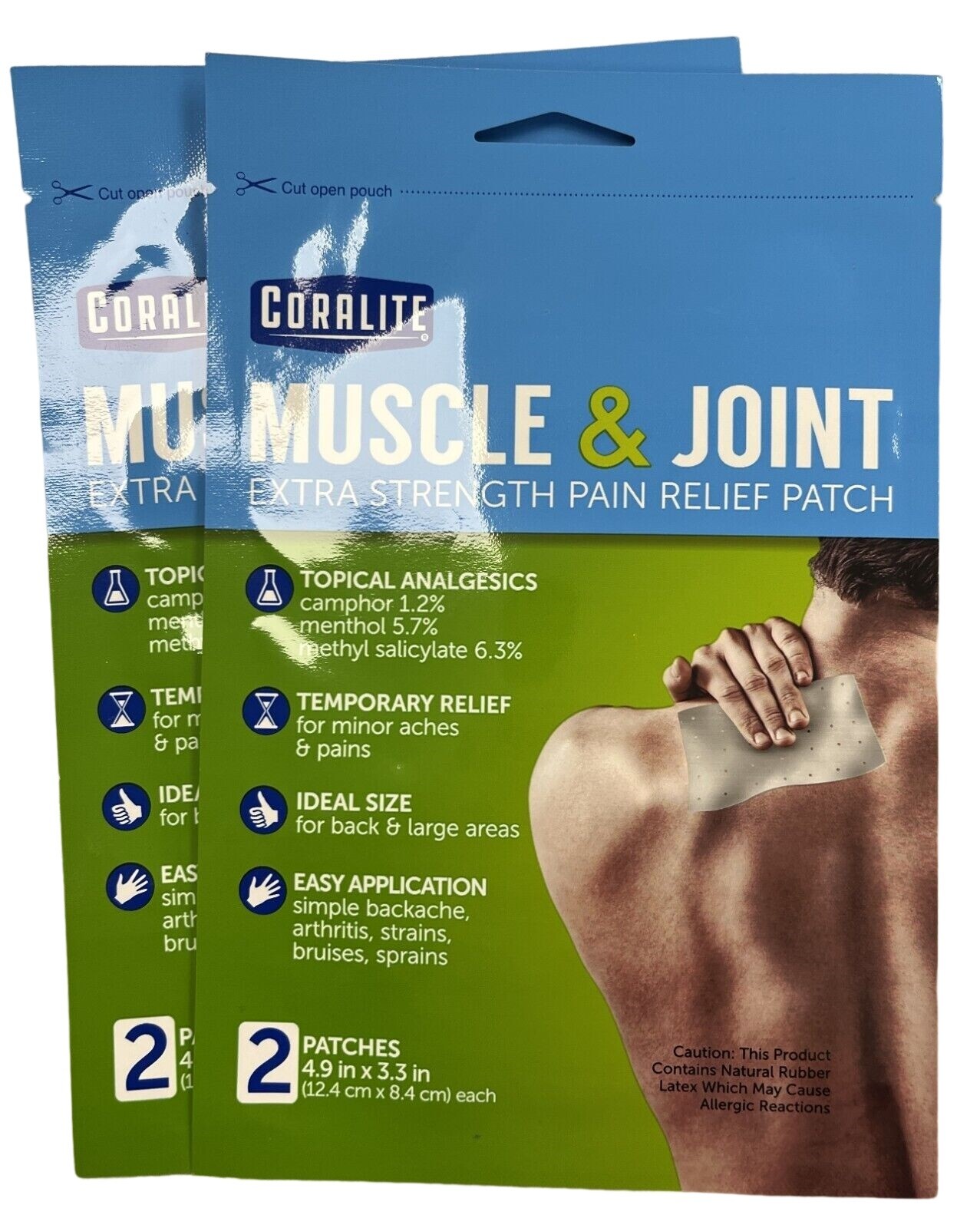 Coralite Pain Patch MUSCLE & JOINT 4.9 x 3.3" 2 patches / pouch ( 2 ...