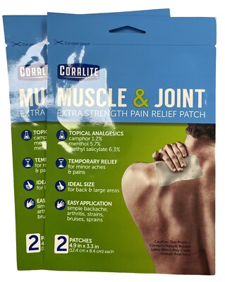 Coralite Pain Patch MUSCLE & JOINT 4.9 x 3.3" 2 patches / pouch ( 2 ...