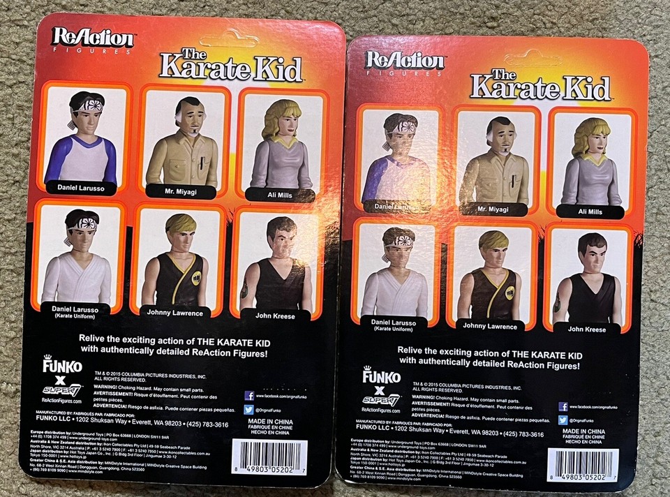 2 NEW! Karate Kid Movie Funko pop Reaction Action Figure Lot Daniel ...