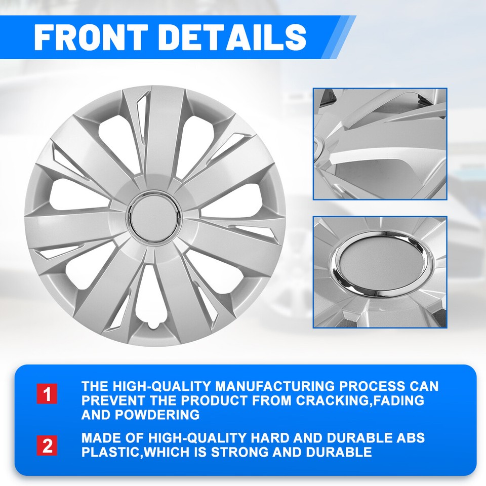 4x/set 15 inch Silver Wheel Cover Snap On Full Hub Caps For R15 Tire ...