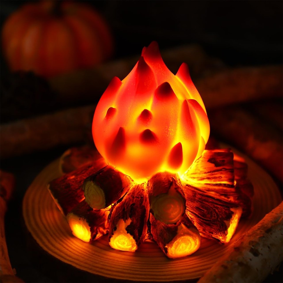 Fake Campfire Night Light: Realistic 3D Fake Fire Pit Firewood Lamp for ...