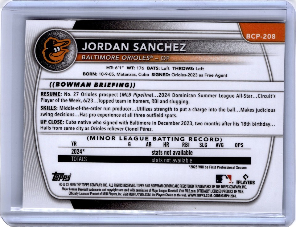 2025 Bowman Chrome Prospects Jordan Sanchez | eBay