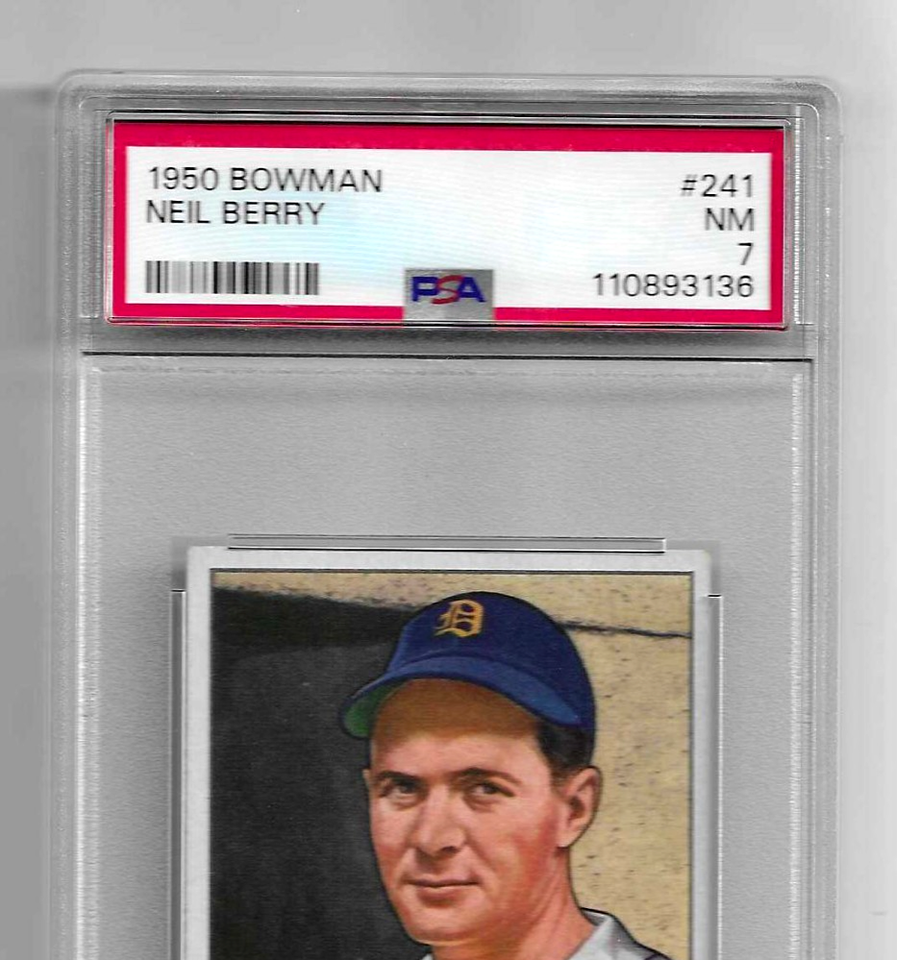 1950 BOWMAN BASEBALL CARD #241 NEIL BERRY RC PSA 7 NQ MLB DETROIT ...