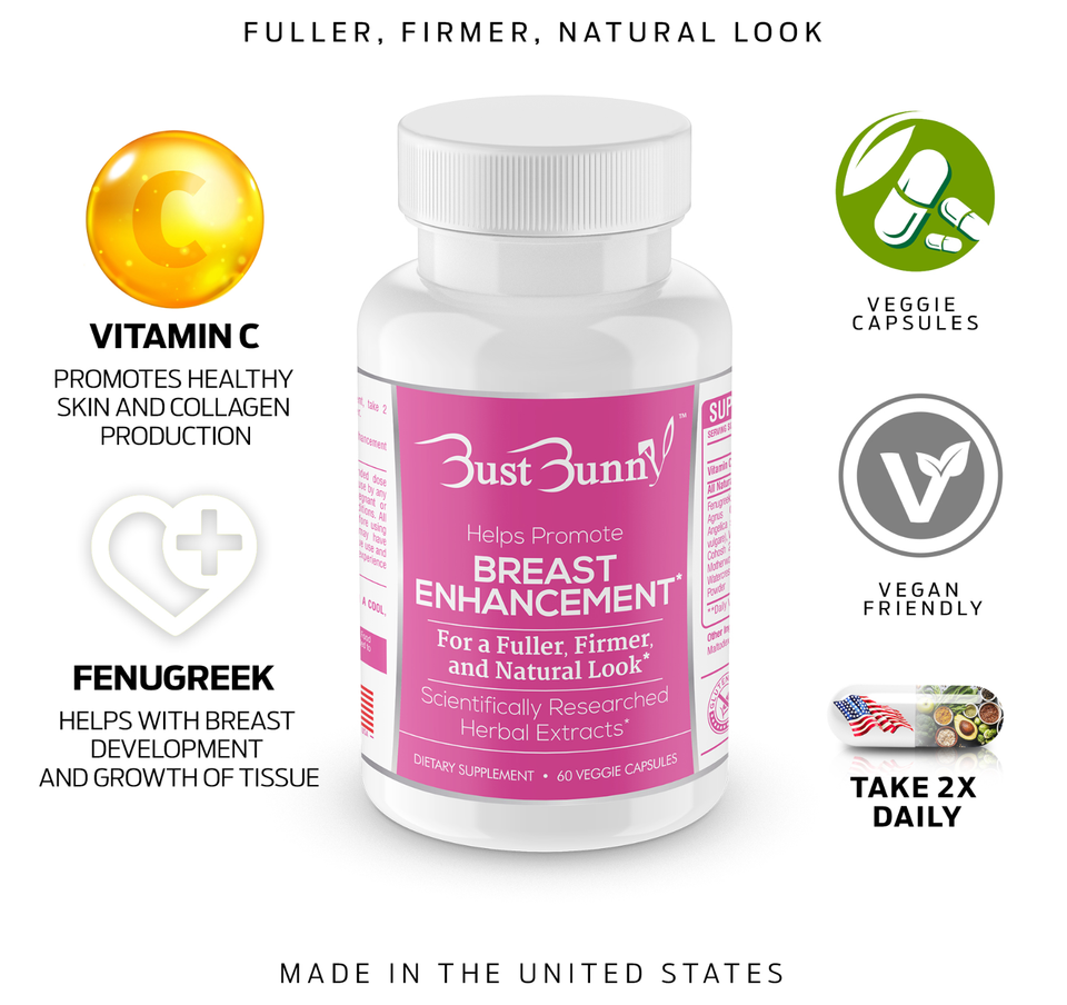 Bust Bunny All Natural Breast Supplement w/Vitamin C! - 6 Month Supply ...