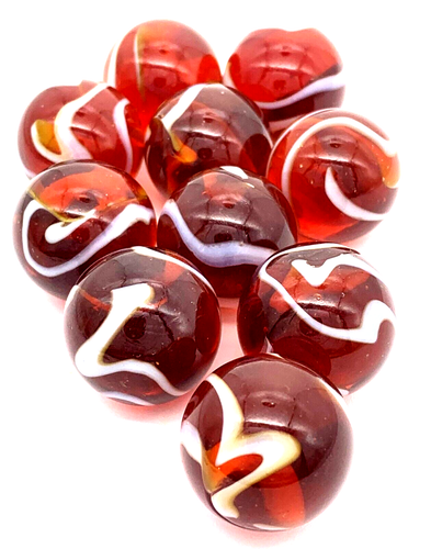 25 Bulk Bag 25mm Rooster 1" Shooter Glass Mega Marbles Clear Red ...