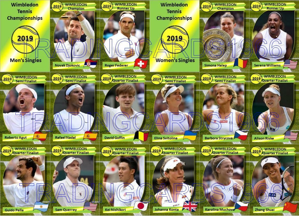 Wimbledon 2019 Tennis Trading Cards Djokovic Federer Halep Williams ...
