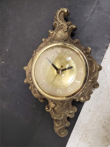 Vintage Roman numeral brass clock By: United Clock Corp. Brooklyn Model ...