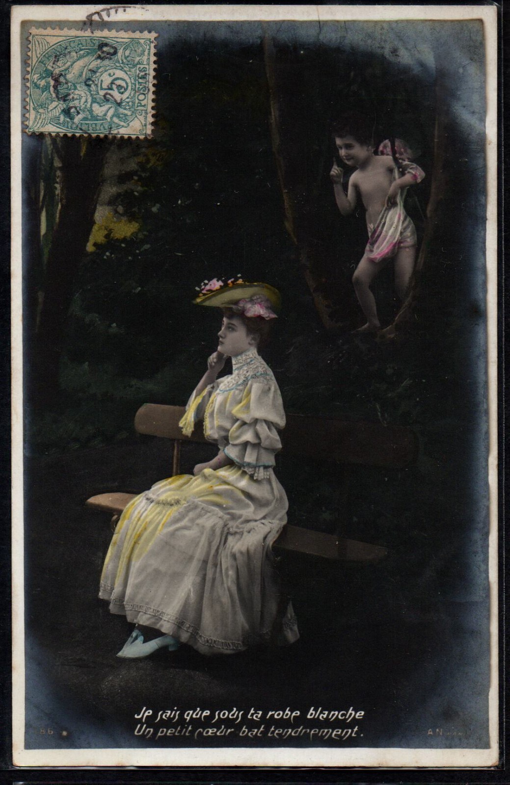 BN006 SURREALISM FANTASY EDWARDIAN LADY WOMAN CUPID ANGEL PHOTOMONTAGE ...