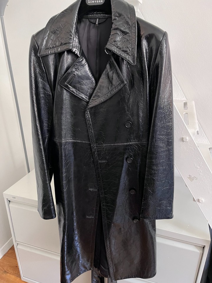 Helmut Lang Flasher Black Patent Cotton Women's Size M Trench Coat | eBay