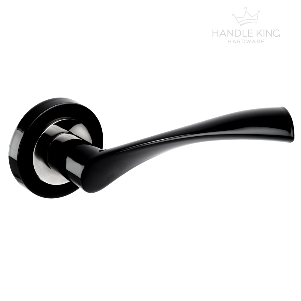 Black Chrome Door Handles with Black Levers on Chrome Rose | eBay UK