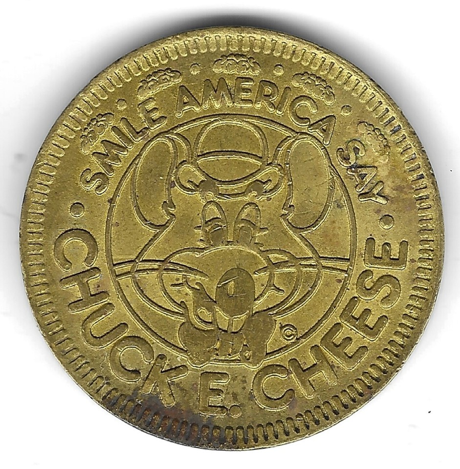 Vintage 1983 CHUCK E CHEESE Smile America Arcade / Video Game Brass ...