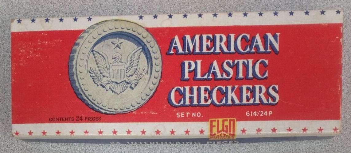 American Plastic Checkers In Box Elgo Plastics Inc 24 Pieces Vintage ...