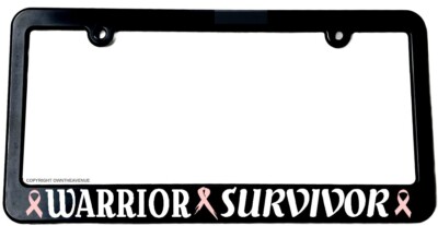 Warrior Survivor Breast Cancer Pink Ribbon Slim Auto License Plate ...