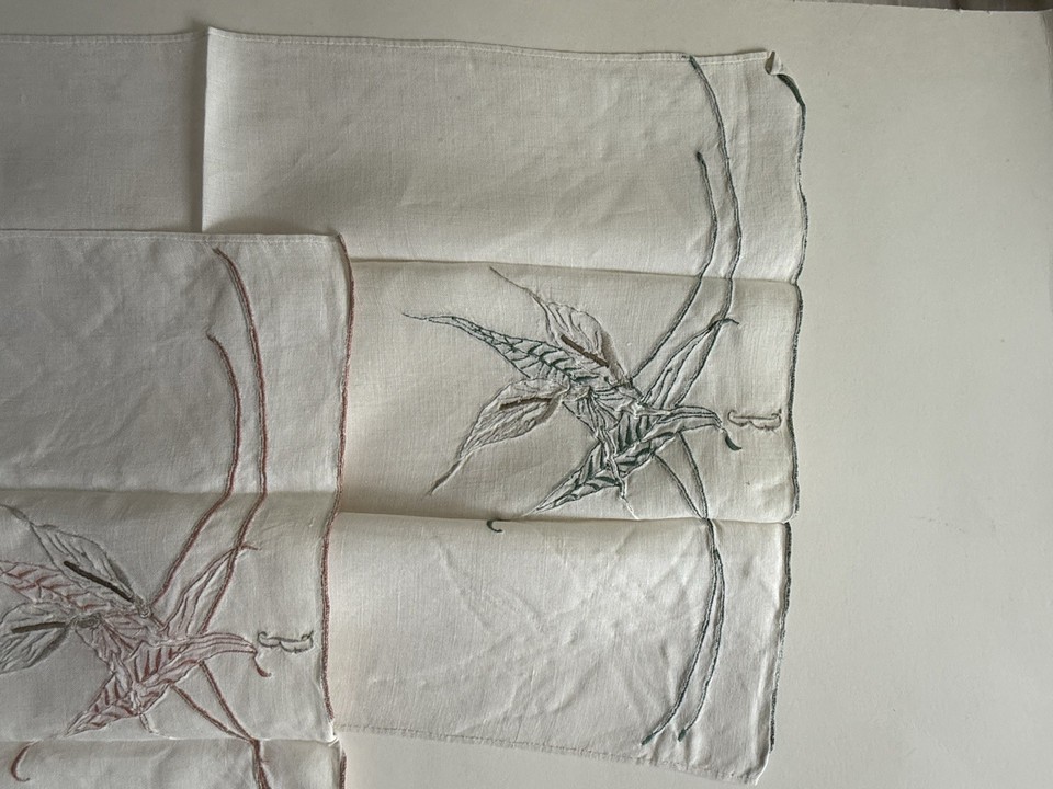 Pair Of Vintage Marghab Tropical Green Pink Calla Lily Hand Towels Palm ...