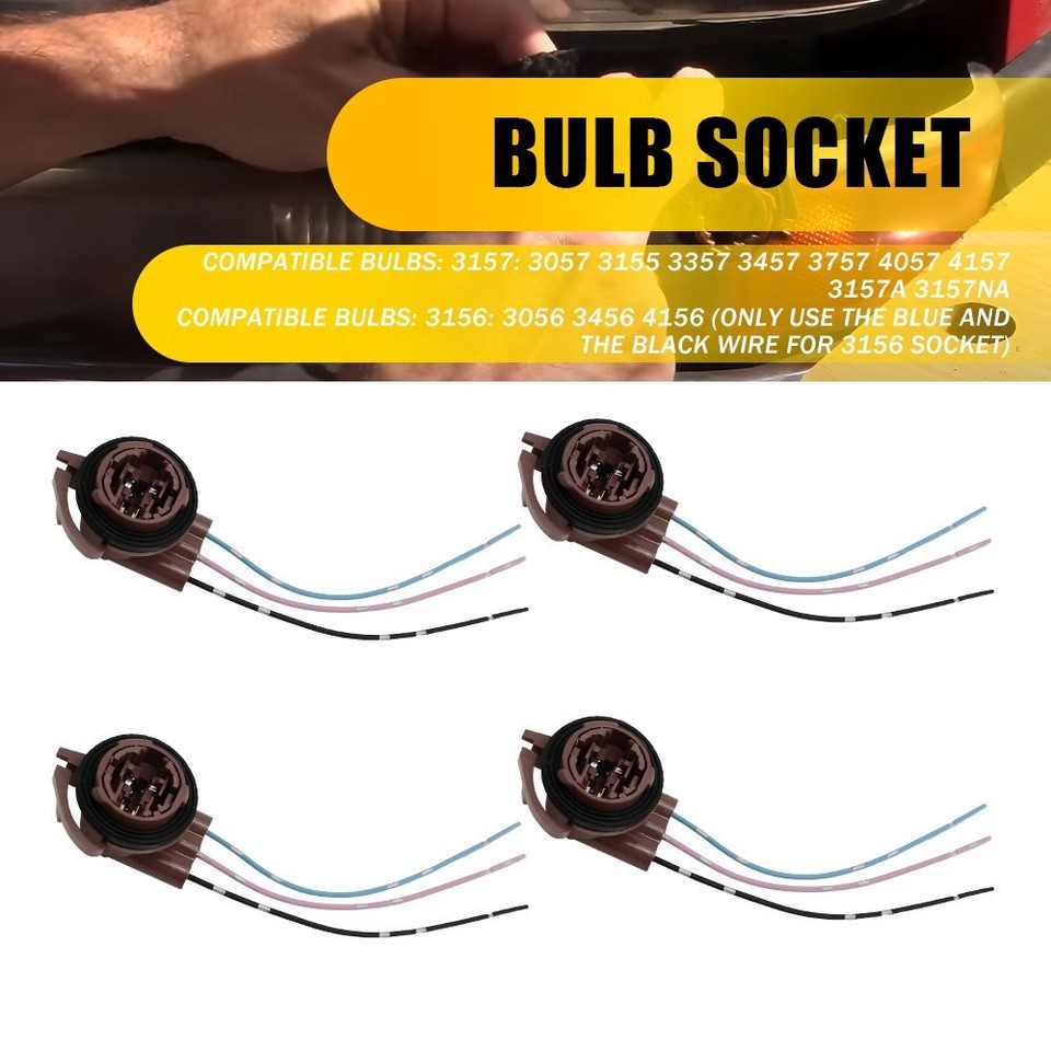4X 3157 4157 Bulb Socket Brake Turn Signal Light Harness Wire Plug ...