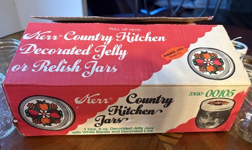 Vintage Lot 12 Kerr 8oz Country Kitchen Embossed Canning Jars Jelly ...