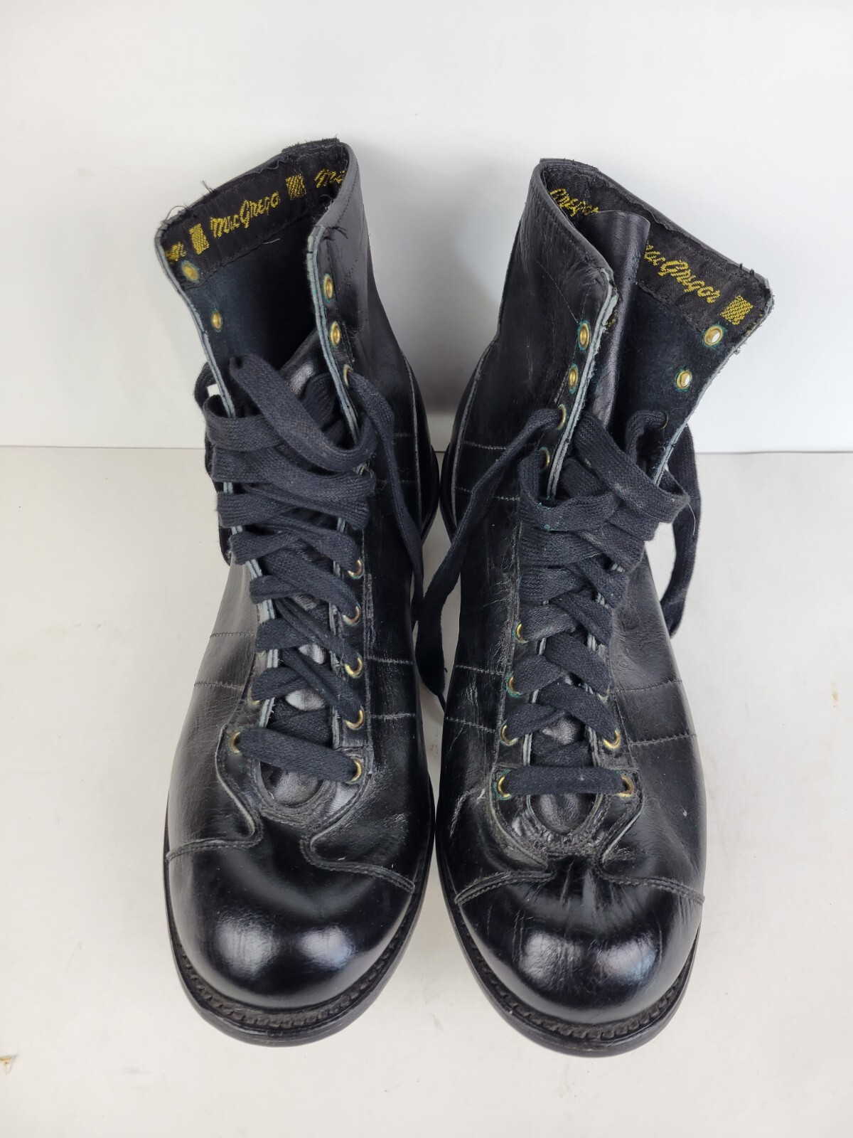 Vintage MacGregor Black Leather Football Shoes Cleats HighTop Size 10 ...