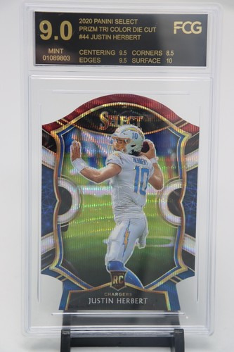 2020 Panini Select Prizm Tri Color Die Cut JUSTIN HERBERT Rookie Card ...