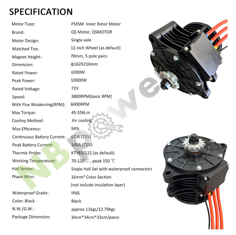 QS138-B 70H 72V 3000W Mid drive motor with ND72450 Fardriver controller ...