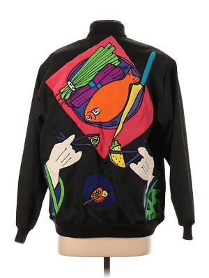 VTG Silk Scapes Botton Bomber Sushi Silk Appliqué Retro Small | eBay