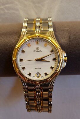Cyma Stainless Steel 18K Yellow Gold Watch with Appraisal | eBay