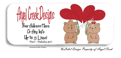 Whimsical Gopher Couple Valentine Ivy Leaf Personalized Return Address ...