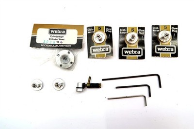 Lot of WEBRA R/C Airplane Parts New and Used Cylinder Head, Glow Plugs ...