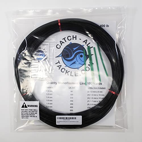Monofilament Fishing Leader Kit 100yds 2.0mm-400lb Black with Loop ...