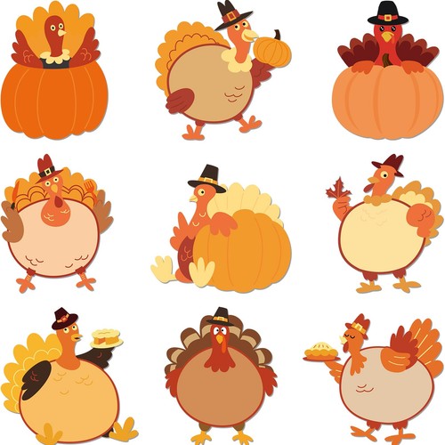 Turkey Cutouts 54 Pcs Fall Thanksgiving Decorations Holiday School ...