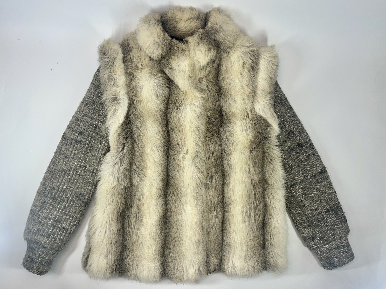 Vintage 80s Jordache Faux Fur Coat Knit Sweater Sleev… - Gem