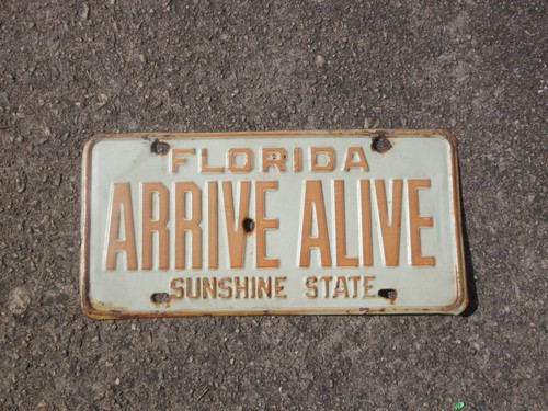 Florida ARRIVE ALIVE Booster License Plate Sunshine State 1970's | eBay