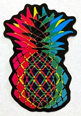 Pineapple Sticker Dimensional Design Decal, Neon Colors, Black ...