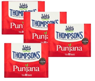 4 x Thompson's PUNJANA Black Tea - 4 x 80 Tea Bags / 250g / 8.81oz | eBay