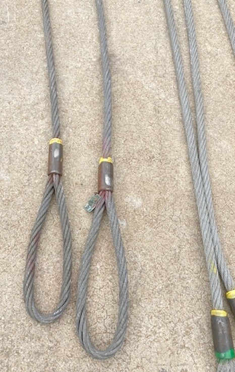 LIFTING SLINGS,,1” DIA. WIRE Rope x 20', LOT of 6. 8.5 ton EA,logging ...