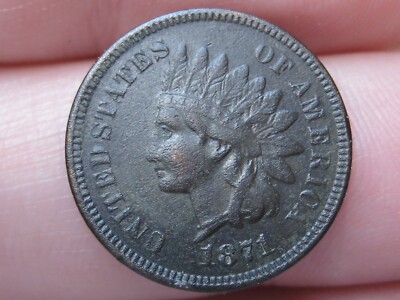 1871 Indian Head Cent Penny- XF Details, Diamond Showing, Bold N | eBay