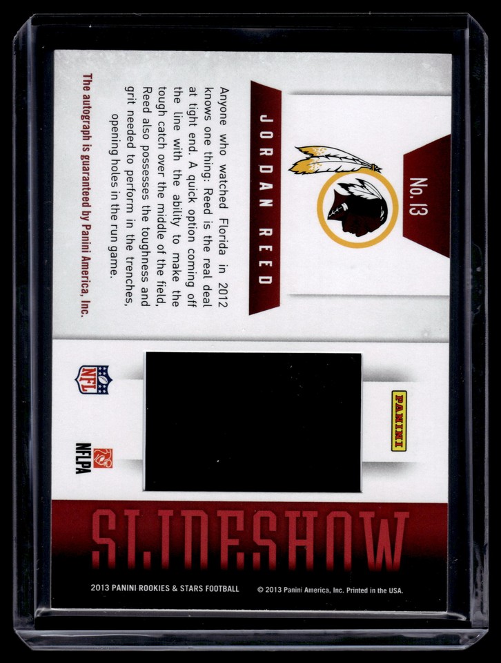 Jordan Reed 2013 Panini Rookies & Stars Slideshow Autograph Card /100 ...
