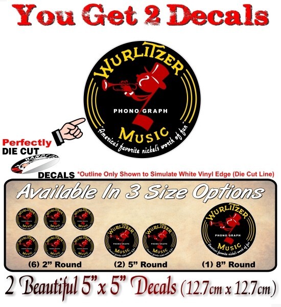 2 Johnny One Note Jukebox 5" Vinyl Decals Wallbox 1015 850 Juke Box ...