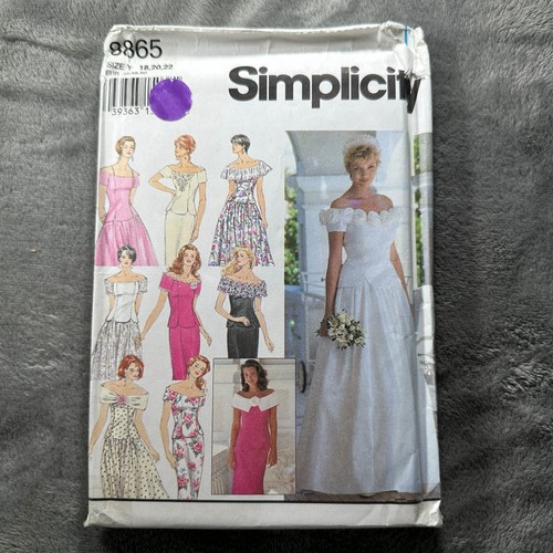 Simplicity 8865 Bridal Gown Dress Pattern Y 18–22 UNCUT Off Shoulder ...
