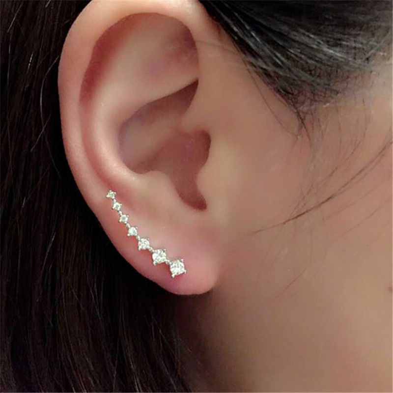 Crystal Bar Ear Climbers Delicate Korea Style Climer Earrings for Women ...