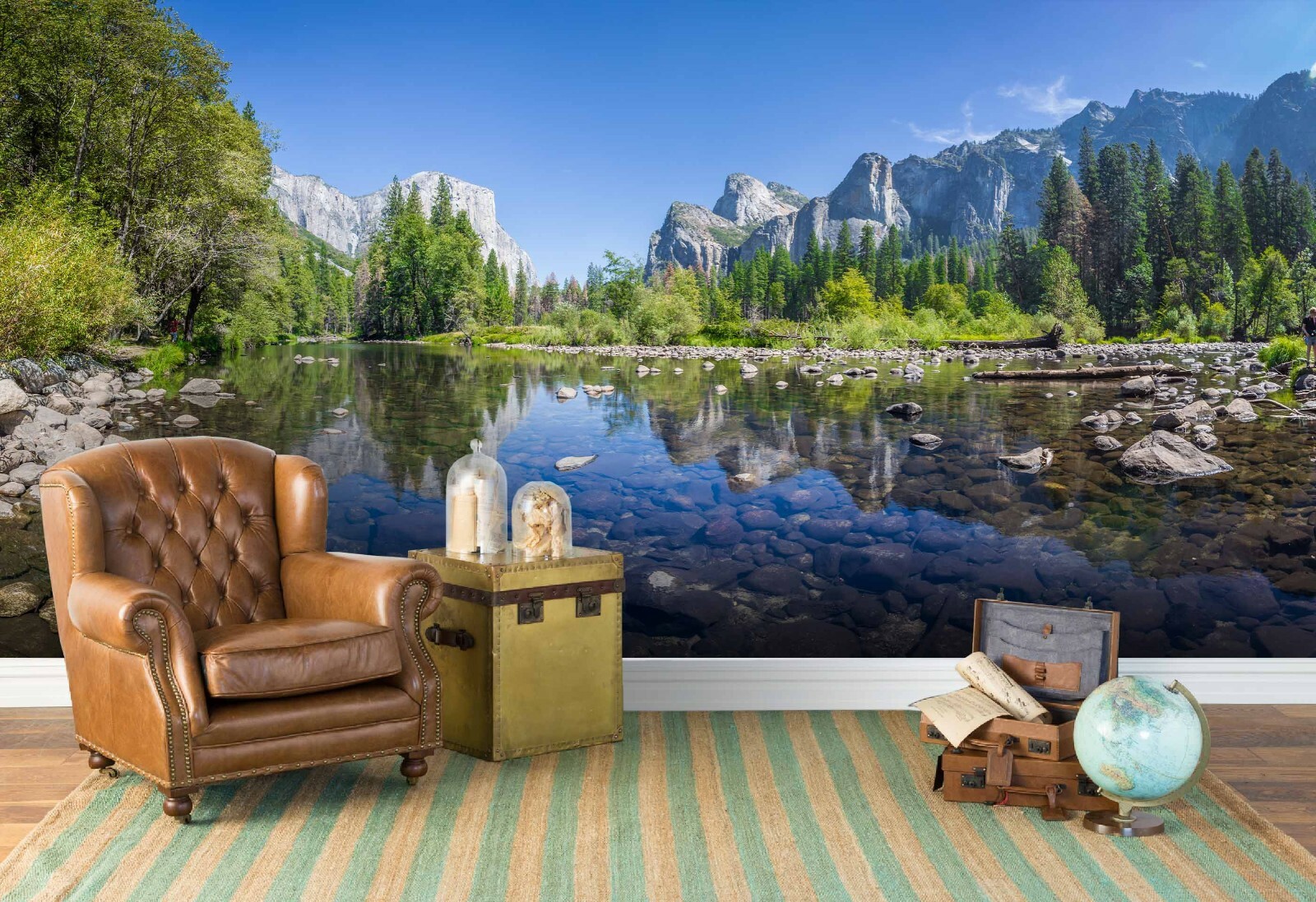 3D Green Forest Stream Self-adhesive Removable Wallpaper Murals Wall ...