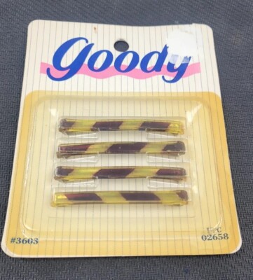 Vintage Goody Stay Tight Barrettes 2 In Faux Tortoise 4 Pack NOS 1990 ...