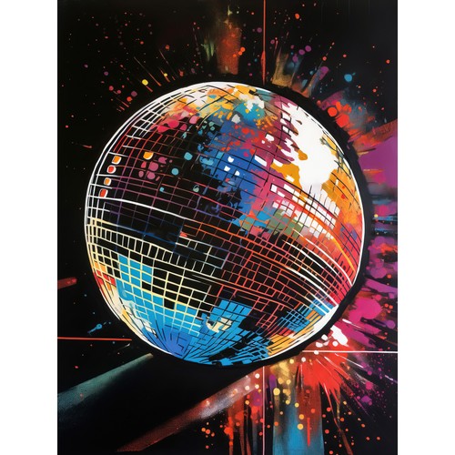 Disco Ball Music Night Reflections Spray Paint Canvas Poster Picture ...