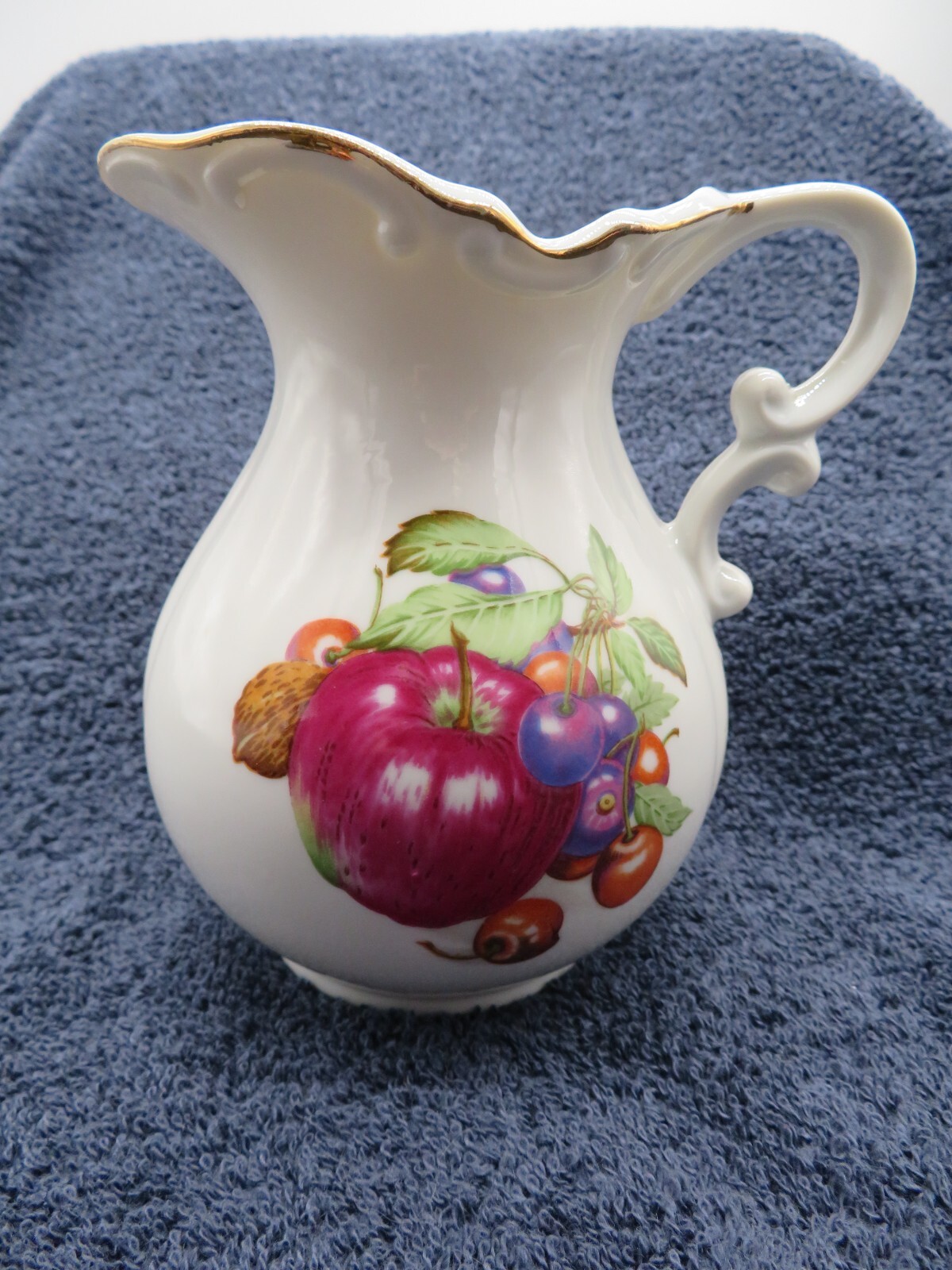 Porcelain Decorative Pitcher Apples Fruit Cherry Collectable Pitcher ...