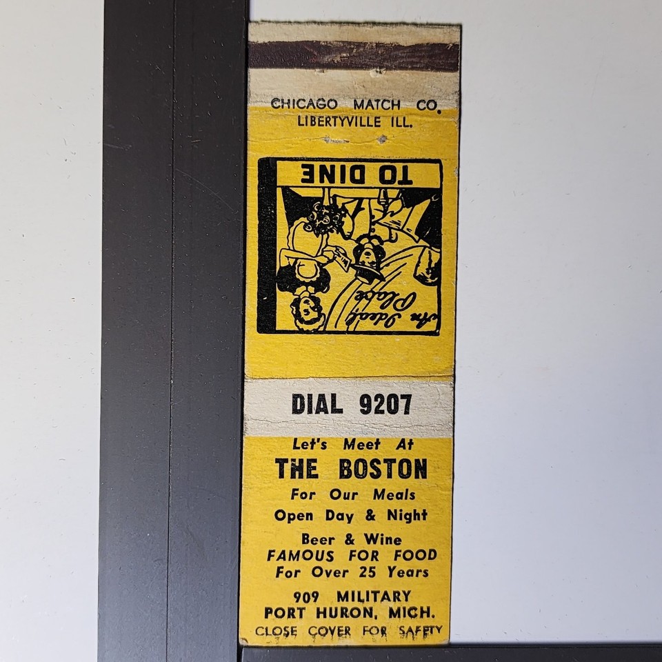 The Boston Port Huron Michigan Vintage 25+ Years Yellow Matchbook | eBay