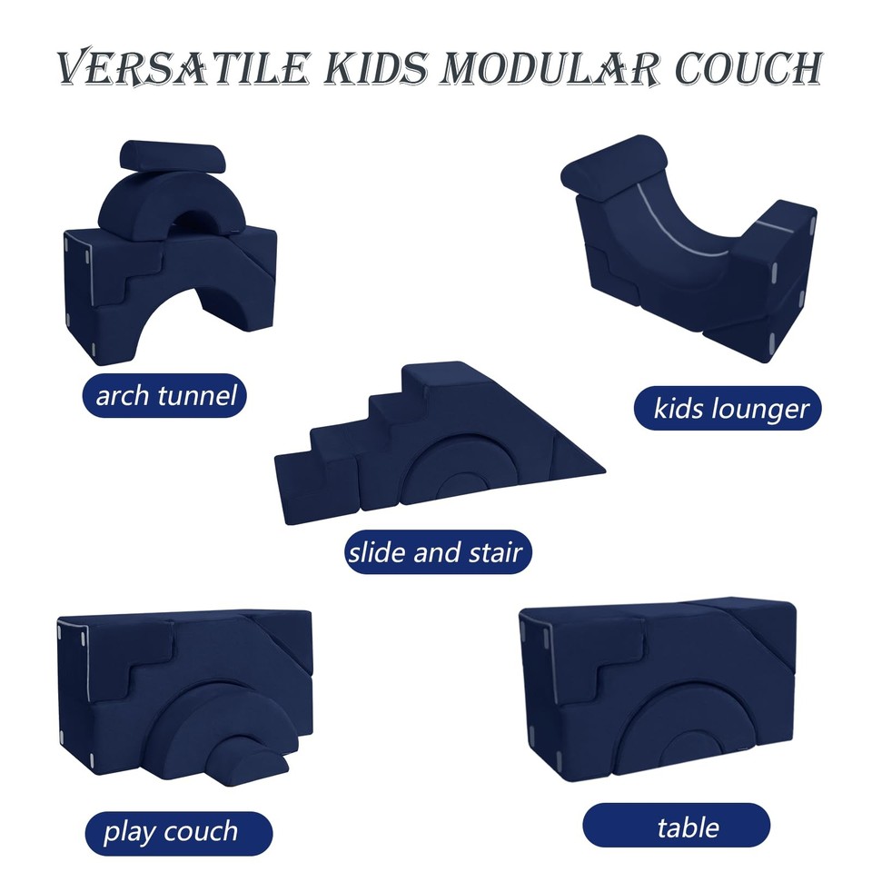 Modular Kids Sofa, Foam Play Couch Sofa with Slide & Stair Design ...