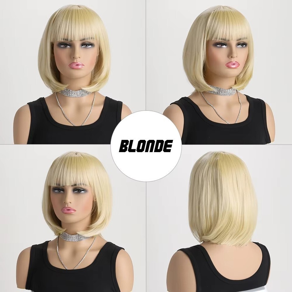 Short Bob Wig for Women Ladies Fancy Dress Wigs Cosplay Pop Party Hen ...