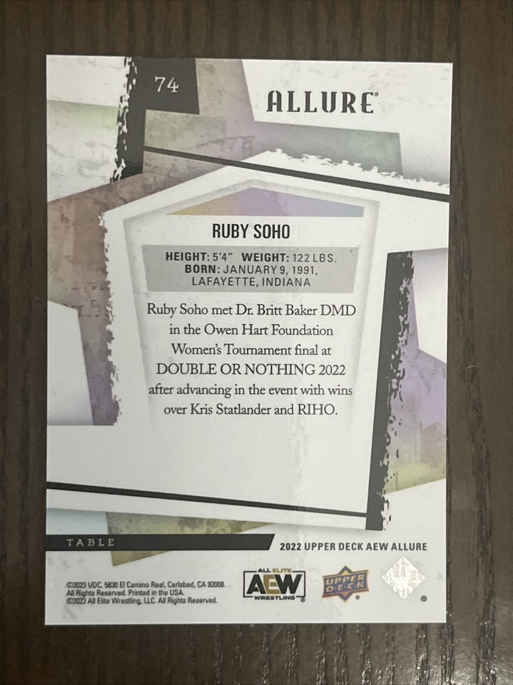 2022 Upper Deck Allure AEW Table #74 Ruby Soho | eBay