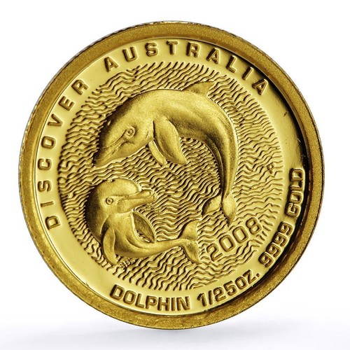 Australia 5 dollars Discovers Dolphin Animals Fauna proof gold coin ...